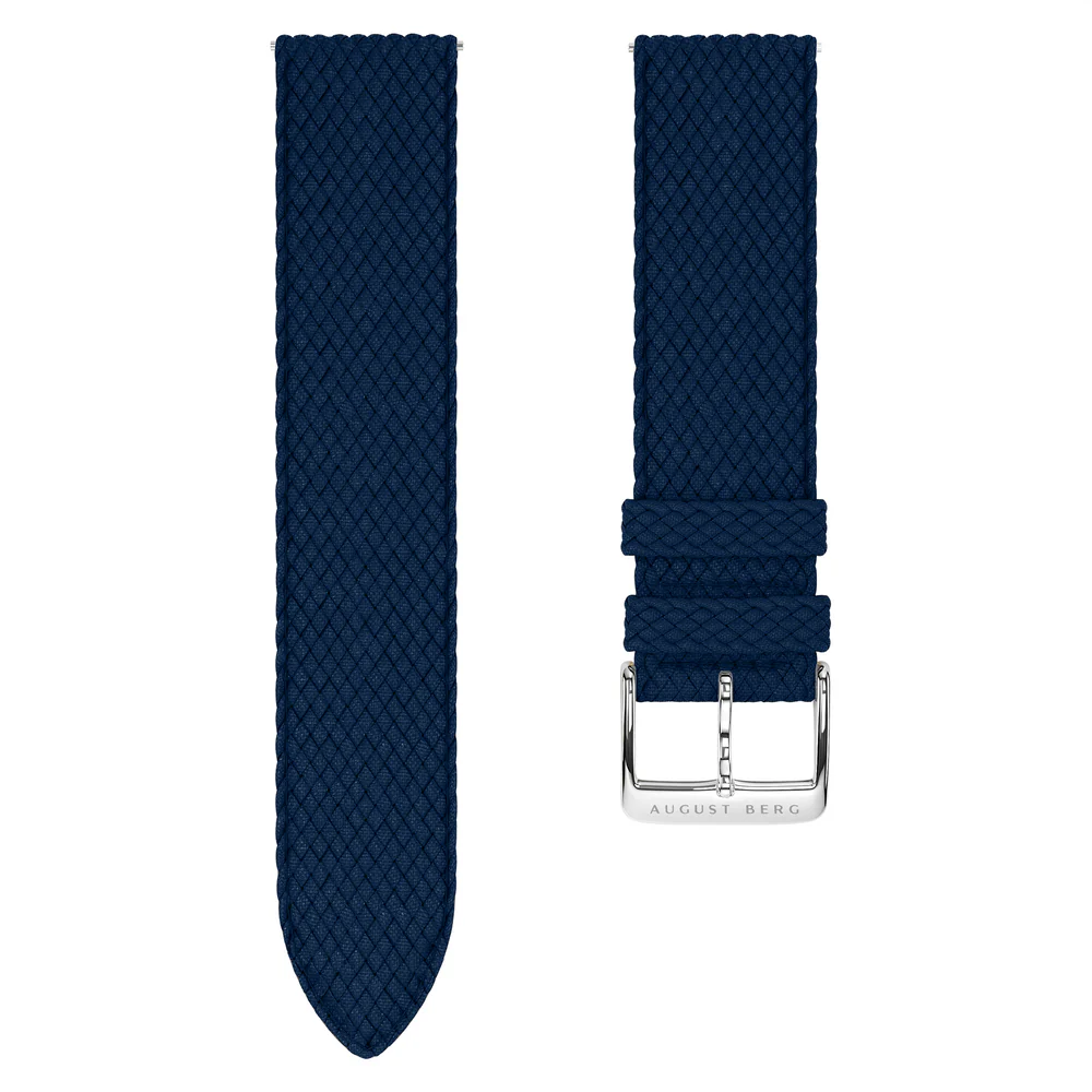 Deep Blue Perlon Silver Buckle Strap